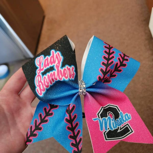Custom Sublimated School Initial Paw Print Cheer Bow - Designed With ...