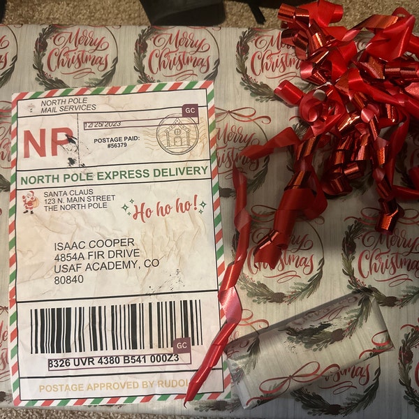 Santa Shipping Label Template | Editable North Pole Mail Label | Santa ...