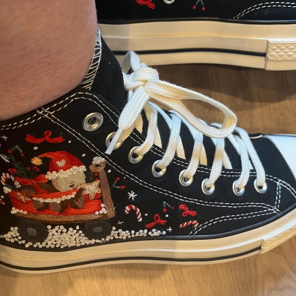 Custom Converse Chuck Taylor Blue Flower Embroidered Converse Shoes ...