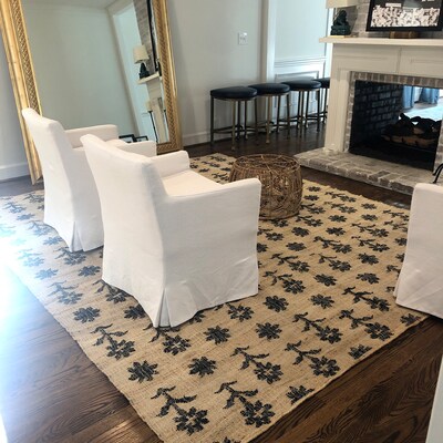 Cotton Wool Blue and White Handmade Rug, Handwoven Modern Flatweave ...