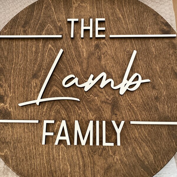 Personalized Round Family Wall Sign, Personalized 3D Wood Sign ...