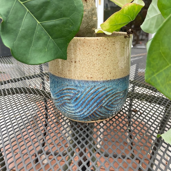Handmade Ceramic Beach Waves Planter With Drainage Hole - Etsy