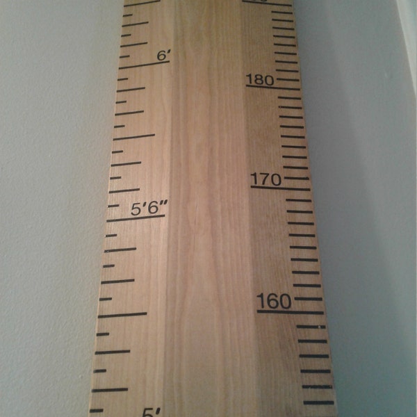 Wooden Ruler Height Chart 6'6", Personalised, Giant Kids Growth Chart ...