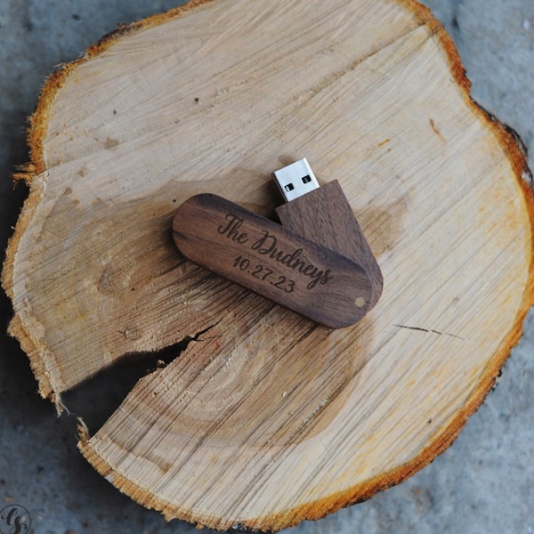 Wooden USB Stick. Wood USB Flash Drive Engraved With Logo or Text ...