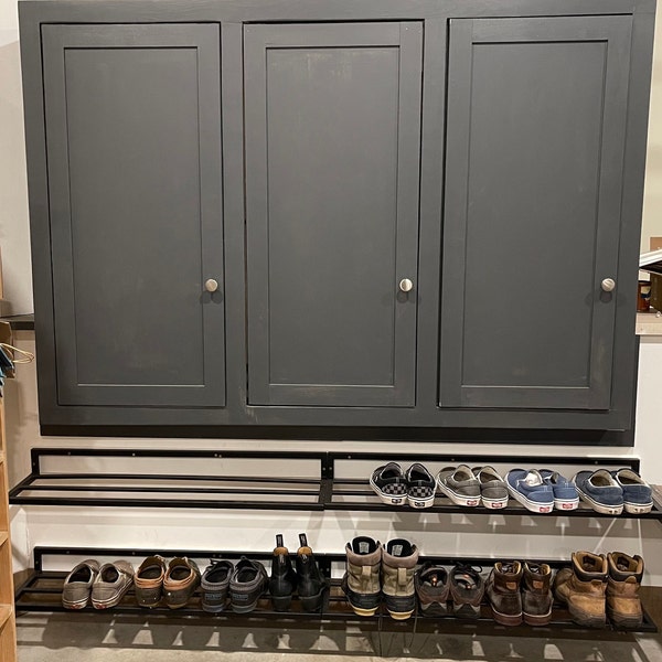 Entryway 2 Set Open Shoe Shelf Wall Mount Metal Shoe Rack Industrial ...