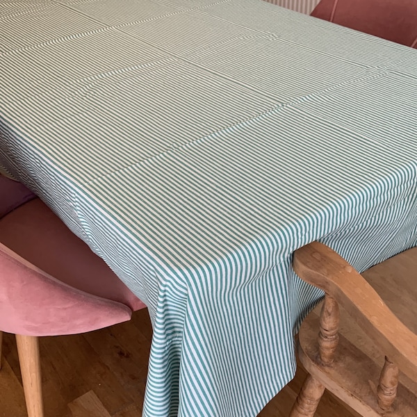 Striped Linen Tablecloth in Different Colors/raw Edge Striped Softened ...
