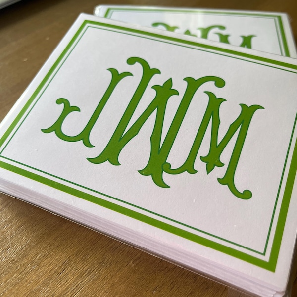 Personalized Monogrammed Notecards; Stationery Set With 24 Envelopes ...