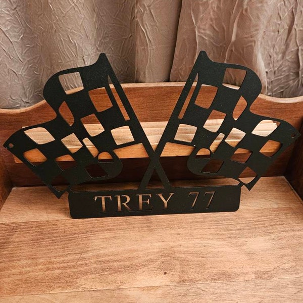 Custom Checkered Flag Racing Sign, Checkered Flag Monogram ...