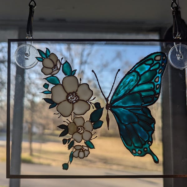 Butterfly Stained Glass Effect Suncatcher: Hand-painted Window Art - Etsy