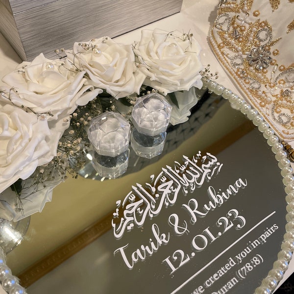 Customized Nikkah Plate, Personalized Mirror Wedding Plate, Unique Gift ...