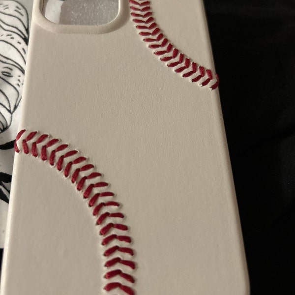 Leather Baseball iPhone Case / Raised Red Hand Stitching / Gift for ...