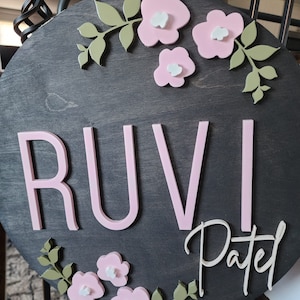3D Custom Personalized Round Circle Wood Name Sign Girls Room Nursery ...