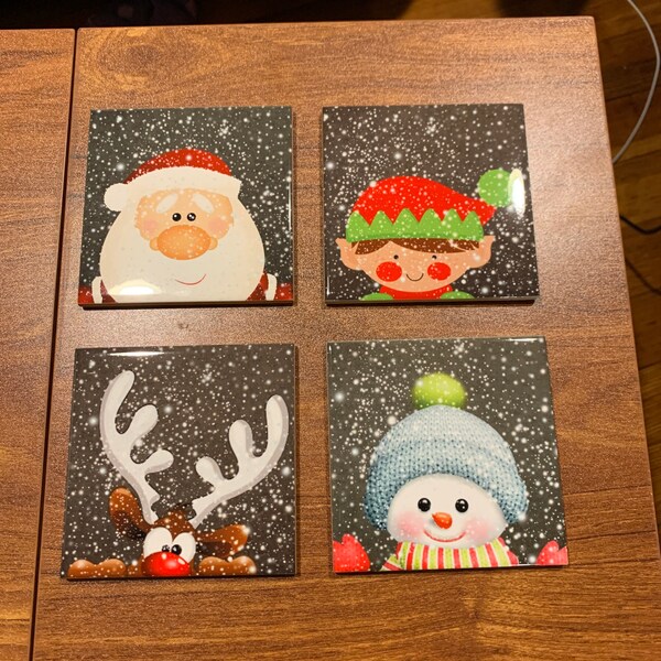 Christmas Coasters - Holiday Coasters - Snowy Coasters - Christmas ...