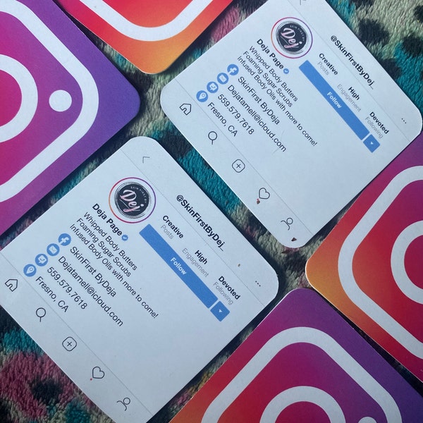 Instagram Business Cards: Mini Square Calling Card, Social Media ...