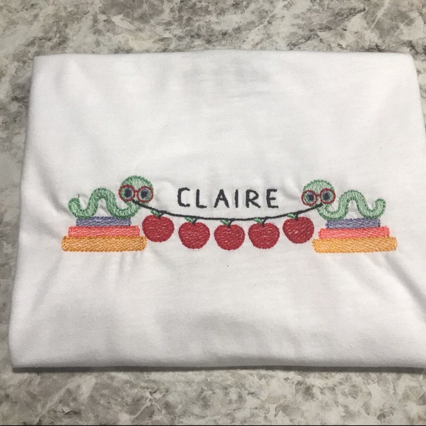 Back to School Bookworms Holding Apples Monogram Frame Bunting Sketch ...