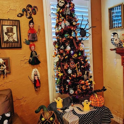 Halloween Paper Mache Pumpkin, One-of-a-kind, Spooky Fall Decor, Unique ...