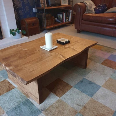 Waney / Live Edge Coffee Table Rustic Tudor Oak Solid Wood Chunky Low ...