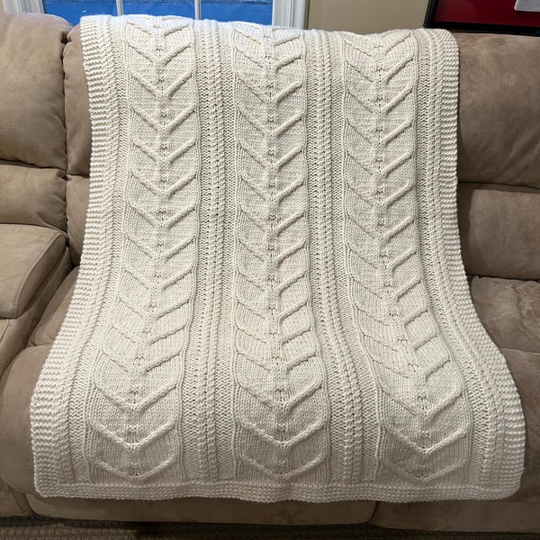 Chunky Cable Knit Blanket Pattern: Beginner Afghan Throw (PDF Pattern ...