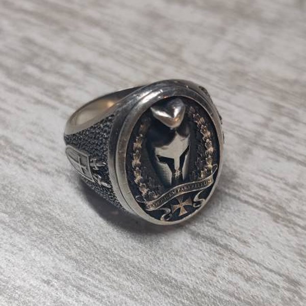 Ancient Roman Ring ,helmet Ring,roman Soldier,si Vis Pacem Para Bellum ...