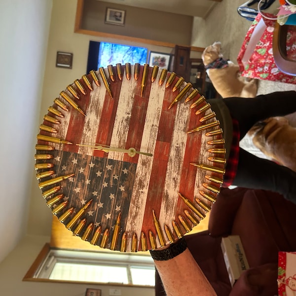 Original Patriotic Flag & Bullet Clock. the Ultimate Veteran Gift and ...