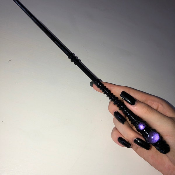 Galaxy Purple Magic Wand, Black Wood, Witch Wizard Costume - Etsy