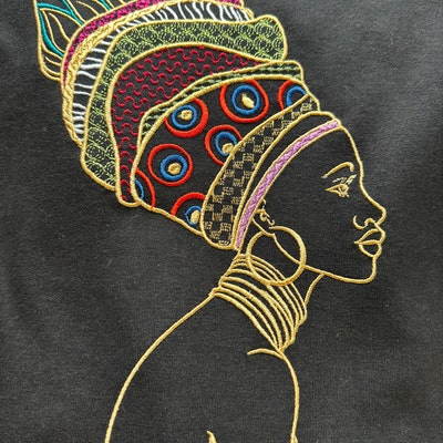 African Woman Machine Embroidery Design 6 Sizes - Etsy