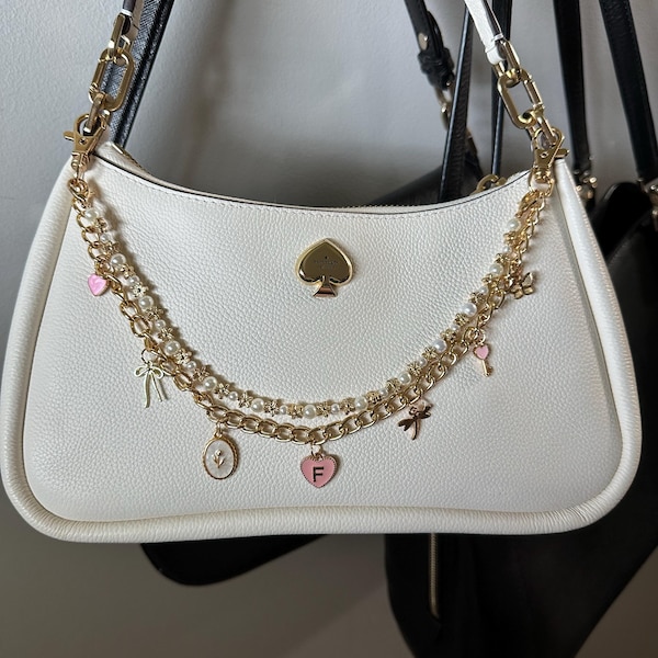 Customizable Purse Charm Chain: Pearl & Gold Bag Accessory - Etsy