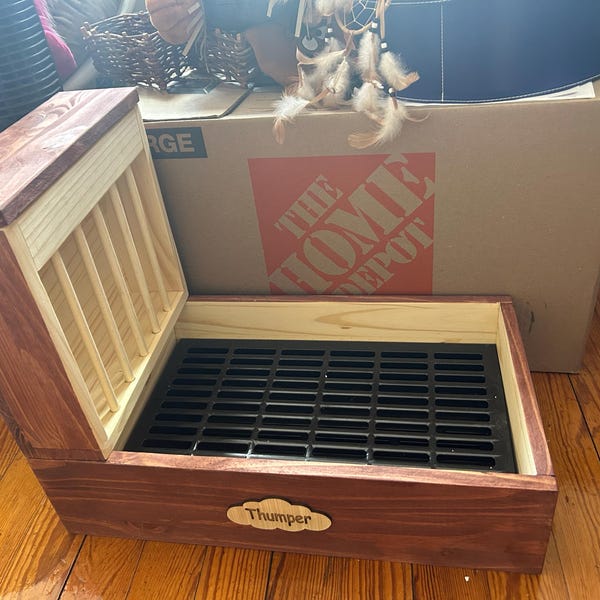 Large Hay Feeder and Litter Box for Giant Flanders Rabbit. Giant Rabbit ...