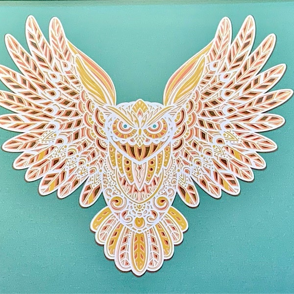 OWL Laser Cut File Multilayer 3d Owl Svg and Laser Cut Panels, 3d Laser ...