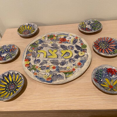 Big Ceramic Fruit Bowl With Flowers, Seven Spices& Pomegranate ...