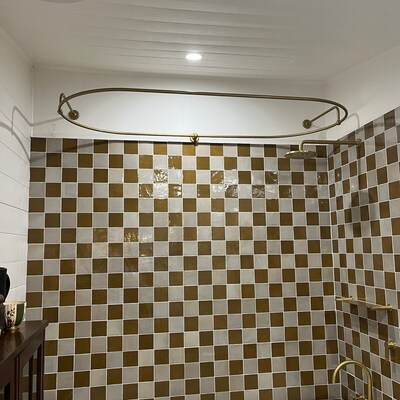 Oval Shaped 360 Degrees Shower Curtain Rod for Bathroom, Fitting and ...