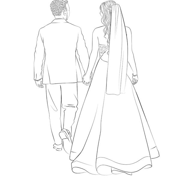 Line Drawing Custom, Engagement Wedding Gifts, Anniversary Gift, Couple ...