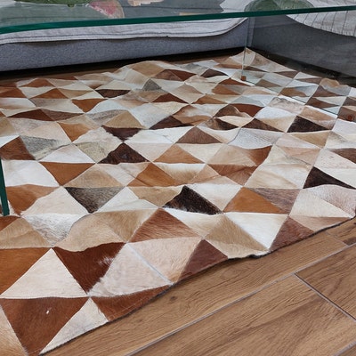 Natural Cowhide Patchwork Rug Handmade Cowhide Carpet Home Décor Cow ...