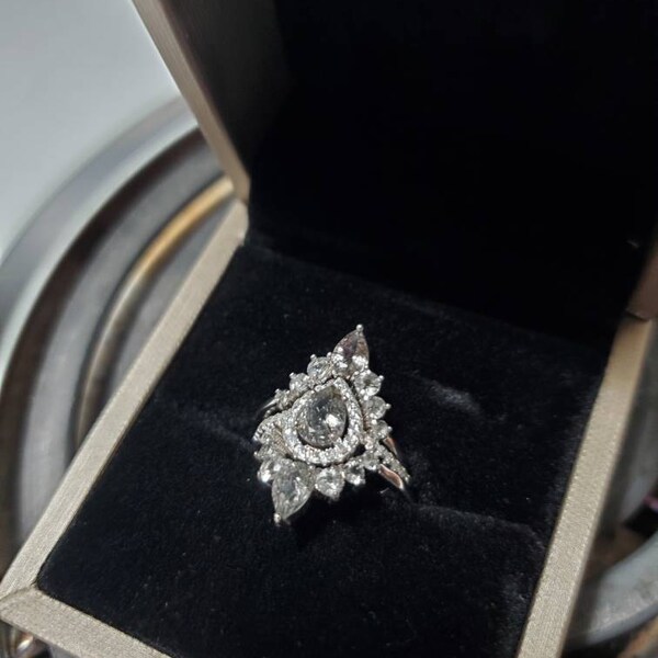 Infinity Twist Engagement Ring Set Rose Gold Engagement Ring Halo Round ...