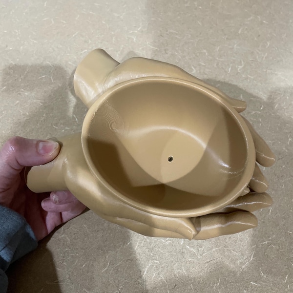 Hands Planter | Cupped Hands Bowl | Pray Hands Sculpture, Unique Flower ...