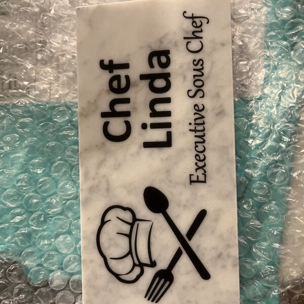 Chef Desk Sign - Chef Name Plate - Marble Stone Desktop Name and Title ...