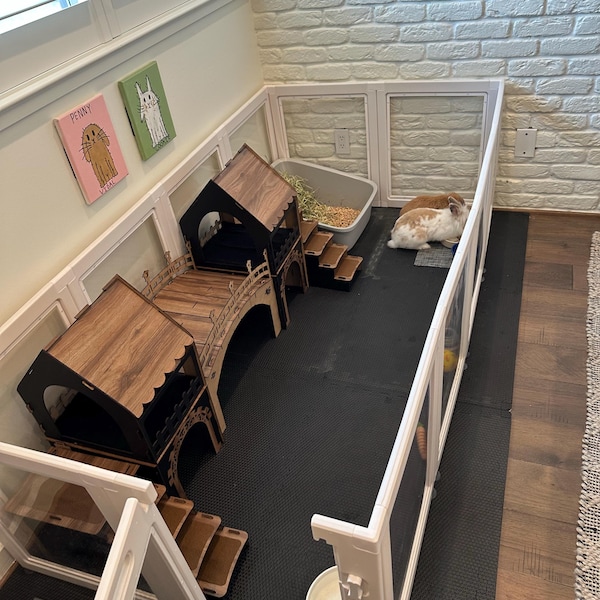 Elegant Bunny Castle With Twin Towers: Two-story White Pink Palace ...