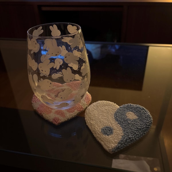 Cute Coffee Table Coaster Set,punch Needle Mug Rugs,custom Tufted ...