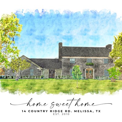 Our First Home Print, Homeowners Gift, Custom House Portrait, Digital ...