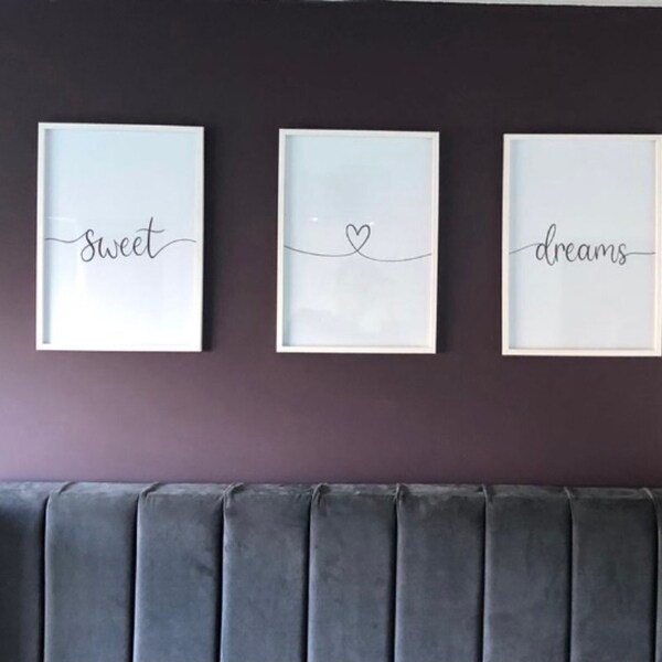 Set of 3 Sweet Dreams Prints, Bedroom Prints, Above Bed Decor, Love ...