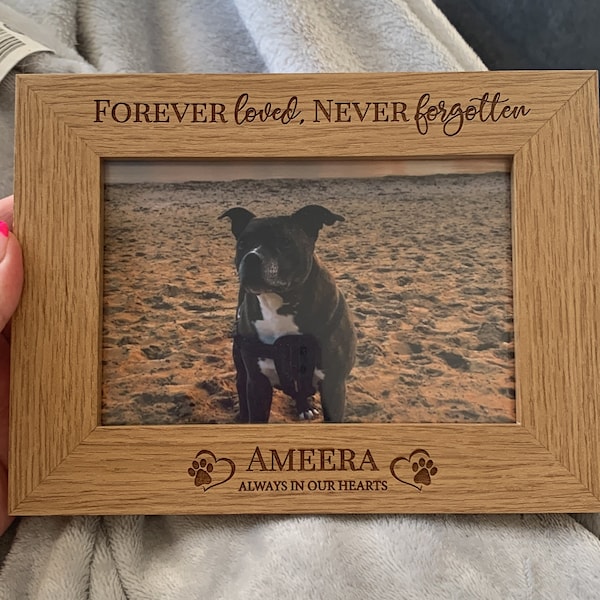 Personalised Dog Memorial Photo Frame Keepsake Engraved Forever Loved ...
