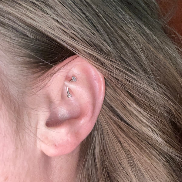 Daith Piercing, Curved Internally Threaded Surgical Steel Barbell..16g ...