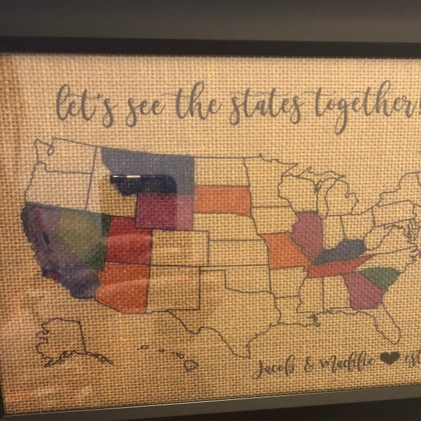 Travel Map of USA - Engagement Gifts for Couple - United States ...
