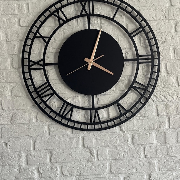 Unique Latin Numeral Compass Metal Wall Clock, Extra Large Modern ...