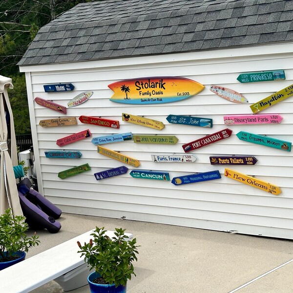 Personalized Hand Painted Distressed Wooden Directional Location Signs ...