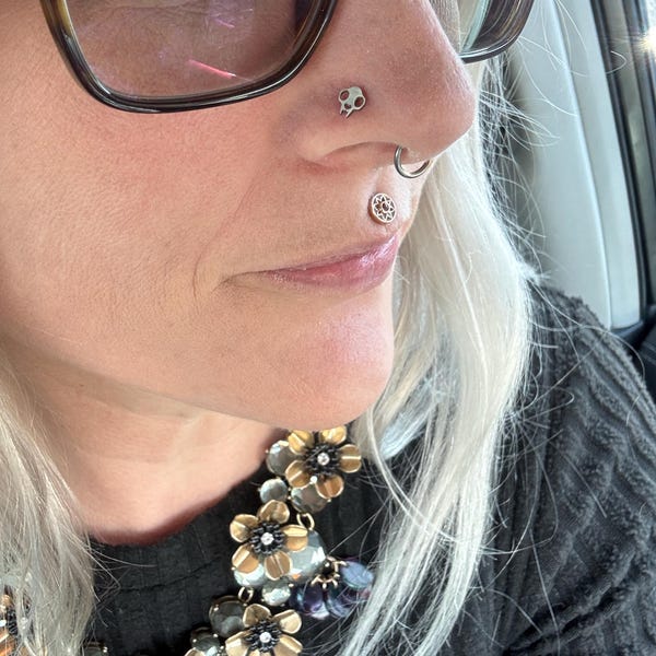 Cat Skull Silhouette Stud for Helix, Tragus, Conch + Nose Piercings ...