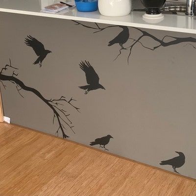 Black Crows and Winter Branches Vinyl Wall Decals, Halloween ...