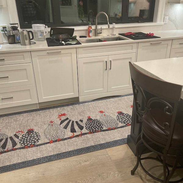 Chicken Kitchen Dining Room Runner Rug / Mat Non-skid Machine Washable ...
