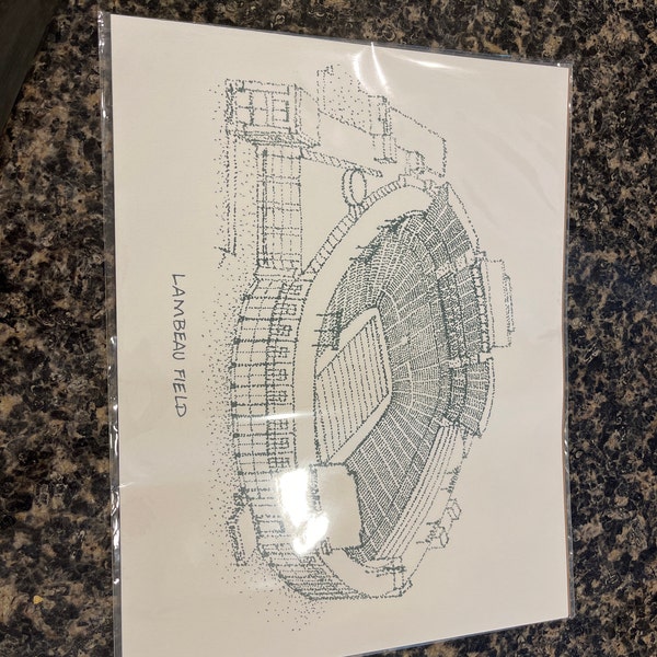 Lambeau Field - Green Bay Packers - Stipple Drawing - Football Art ...