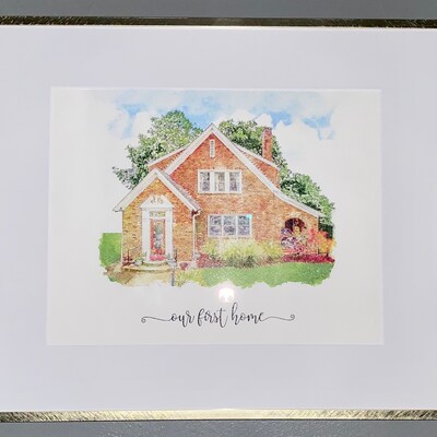 Custom House Drawing, House Illustration, Watercolor House Painting ...